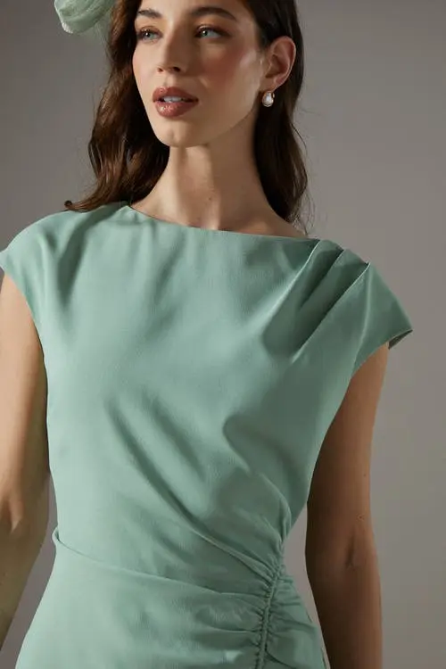 Coast Drape Side Cap Sleeve Midi Dress - Sage