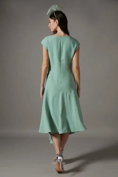 Coast Drape Side Cap Sleeve Midi Dress - Sage