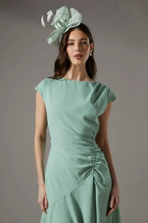Coast Drape Side Cap Sleeve Midi Dress - Sage