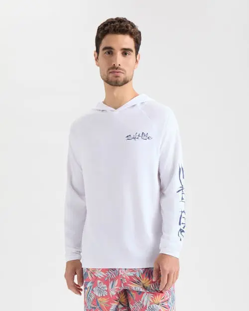 SALT LIFE Ocean Hooked Performance Hoodie - White