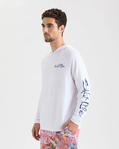 SALT LIFE Ocean Hooked Performance Hoodie - White