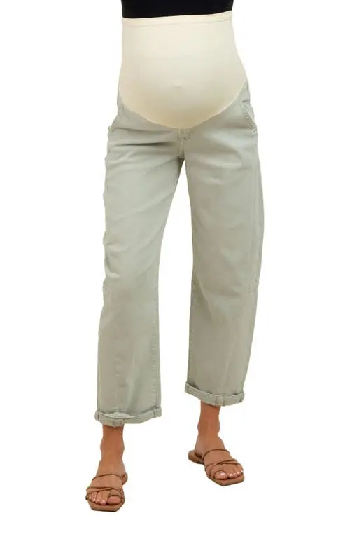 PINKBLUSH Rolled Cuff Barrel Leg Maternity Jeans