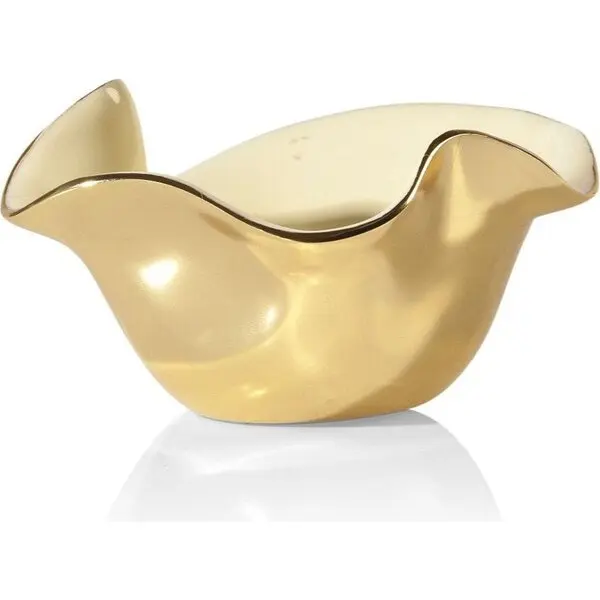 LUNARES Ruffled Bowl - Oyster/gold