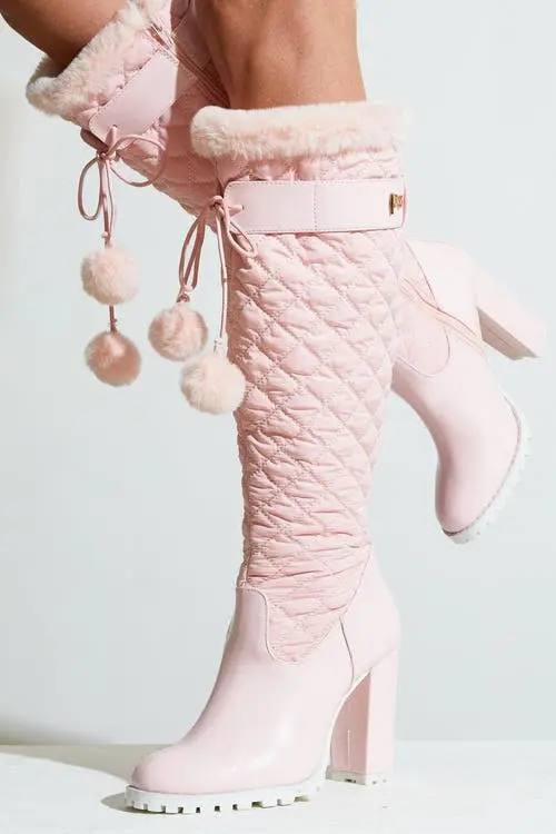 SPARKL Knee High Puffer Boot - Pink