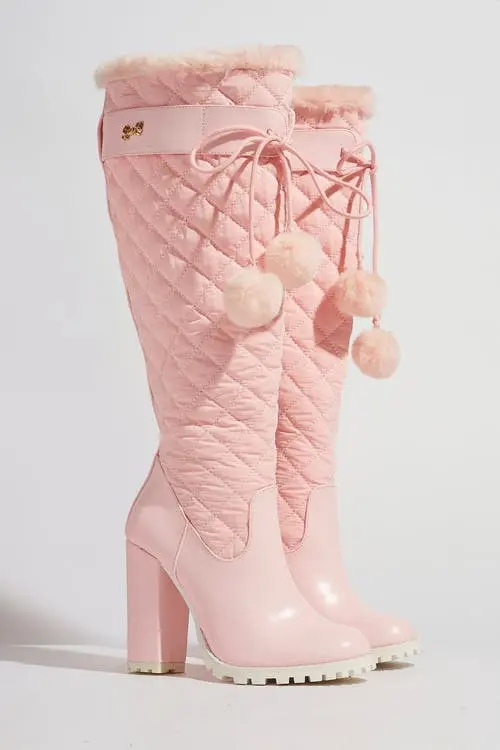 SPARKL Knee High Puffer Boot - Pink
