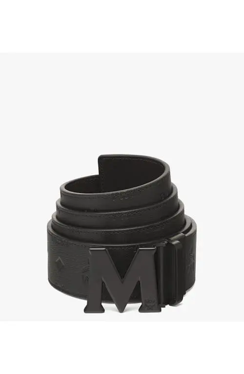 Mcm Claus M Reversible Belt - Black /matte Black