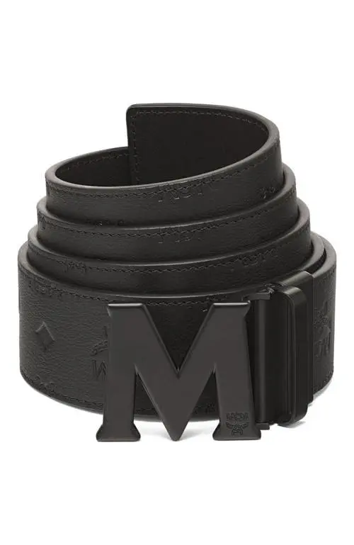 Mcm Claus M Reversible Belt - Black /matte Black