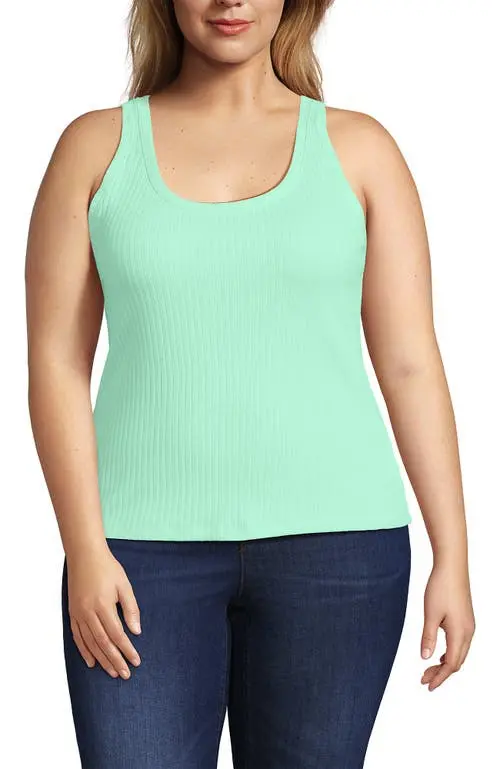 LANDS' END Pointelle Rib Tank - Frosted Mint