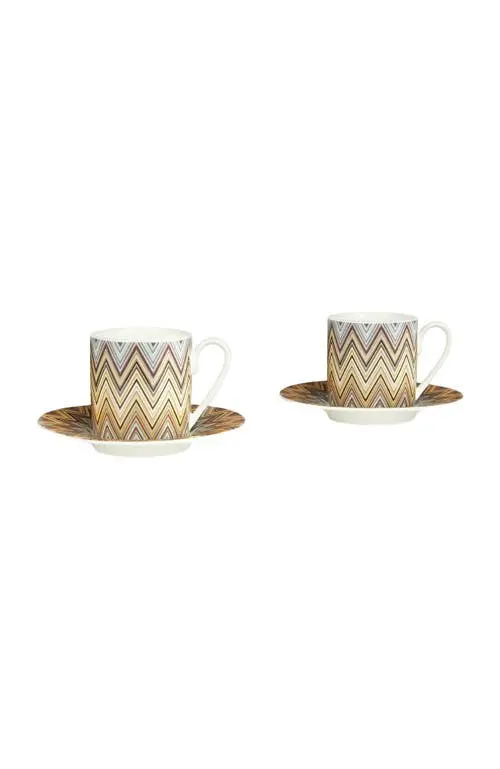 Missoni Jarris Set Of 2 Coffee Cups & Saucers - White