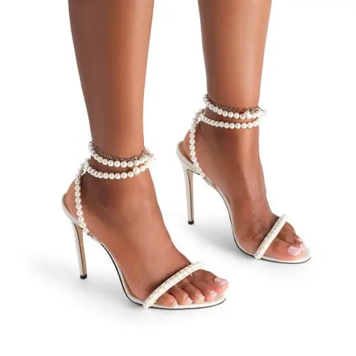 ZENA ZIORA Lady Antoinette 100 Pearl Stiletto Sandals - Ivory