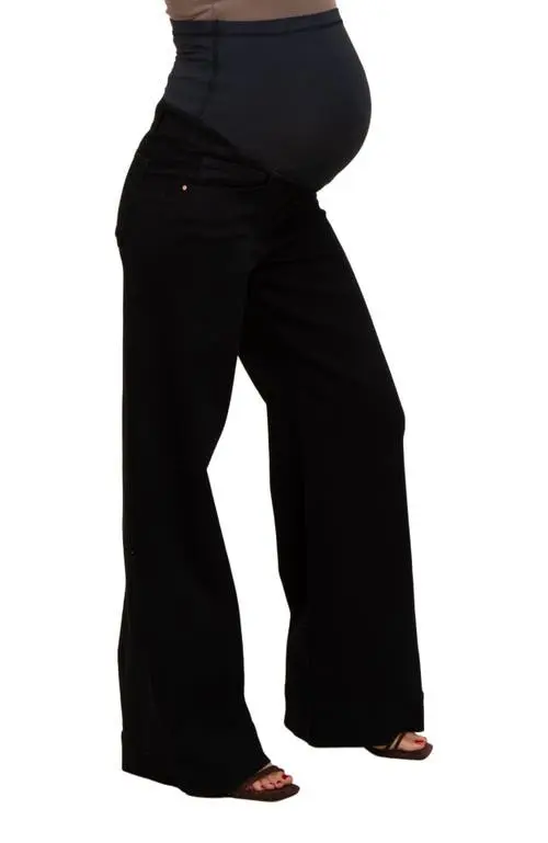 PINKBLUSH Wide Leg Maternity Jeans - Black