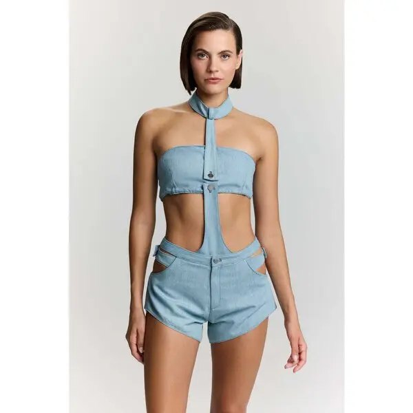 JENDUE Belinda Denim Bodysuit