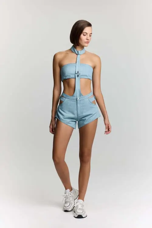 JENDUE Belinda Denim Bodysuit