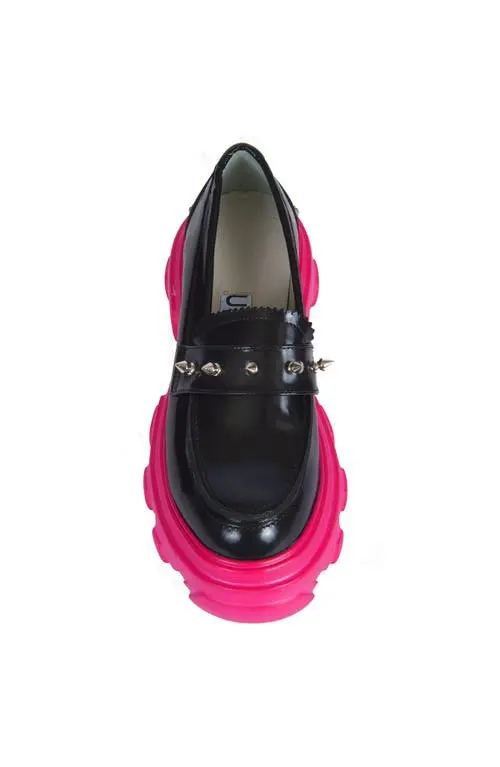 URBNKICKS Glam Studded Leather Loafers