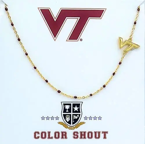 COLOR SHOUT Virginia Tech Side Necklace - Yellow Gold