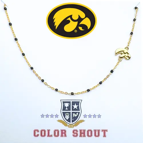 COLOR SHOUT University Of Iowa Side Set Logo Necklace - Yellow Gold