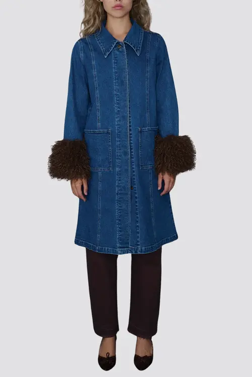 TT STUDIOS Penny Denim Faux Fur Jacket
