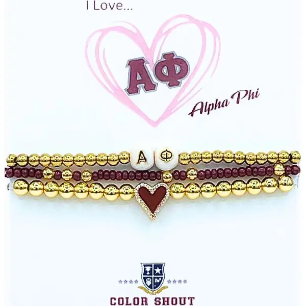 COLOR SHOUT Alpha Phi Bracelet Stack - Yellow Gold
