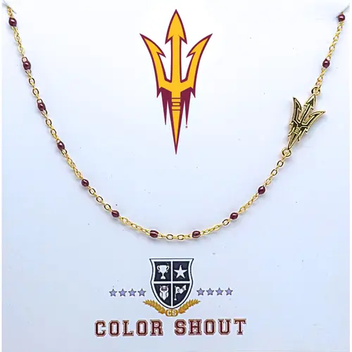 COLOR SHOUT Arizona State University Logo Necklace - Yellow Gold