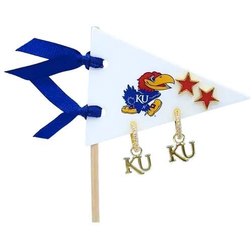 COLOR SHOUT Kansas University Pennant Earring Set - Yellow Gold