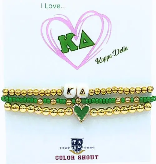 COLOR SHOUT Kappa Delta Bracelet Stack - Yellow Gold