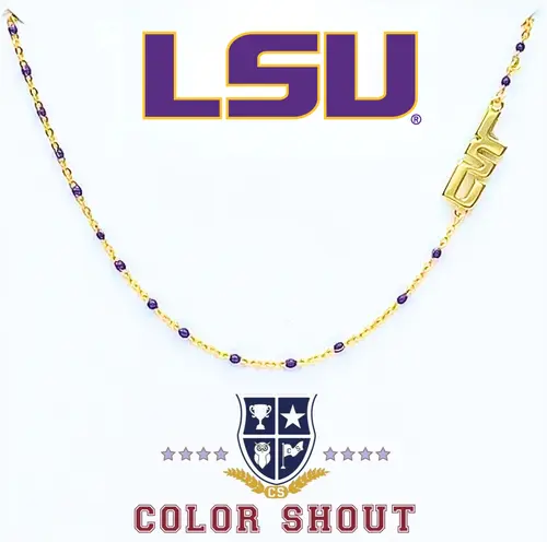 COLOR SHOUT Louisiana State University Logo Necklace - Yellow Gold