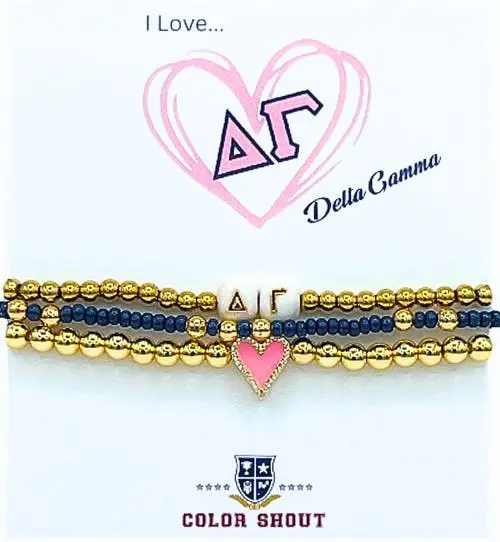 COLOR SHOUT Delta Gamma Sorority Bracelet Stack - Yellow Gold