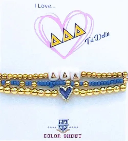 COLOR SHOUT Delta Delta Delta Bracelet Stack - Yellow Gold