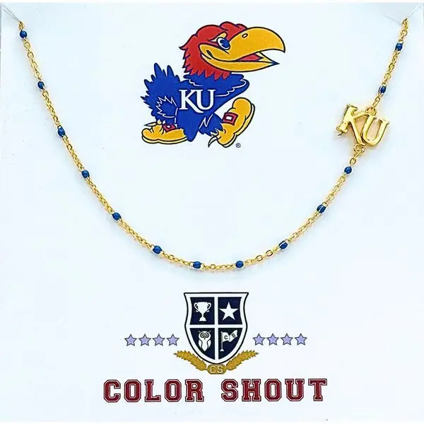 COLOR SHOUT Kansas University Side Logo Necklace - Yellow Gold
