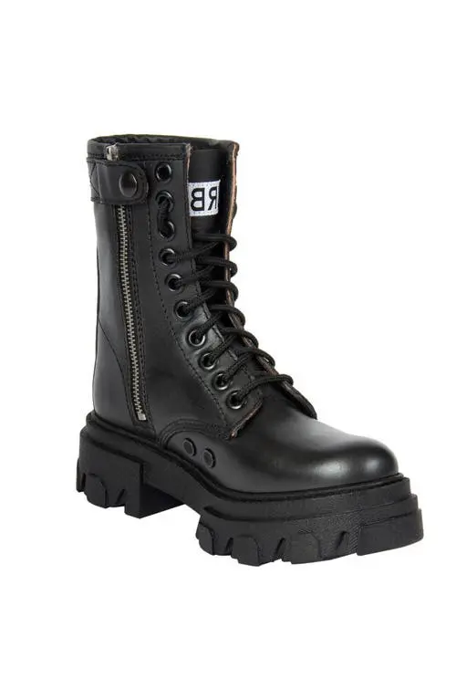 URBNKICKS Leather Combat Boots - Black
