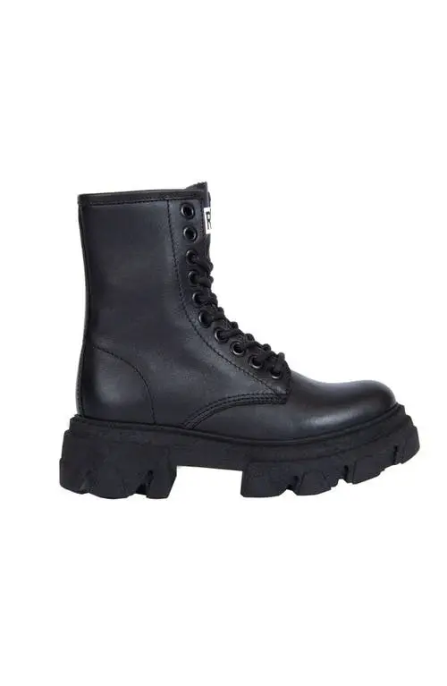 URBNKICKS Leather Combat Boots - Black