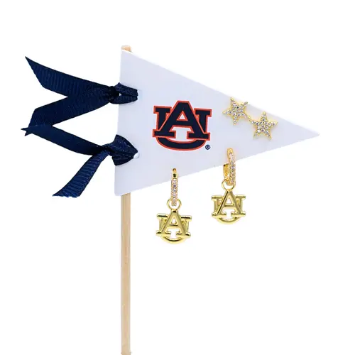 COLOR SHOUT Auburn University Pennant Earring Set - Yellow Gold