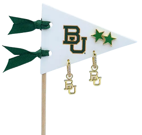 COLOR SHOUT Baylor University Pennant Earring Set - Yellow Gold