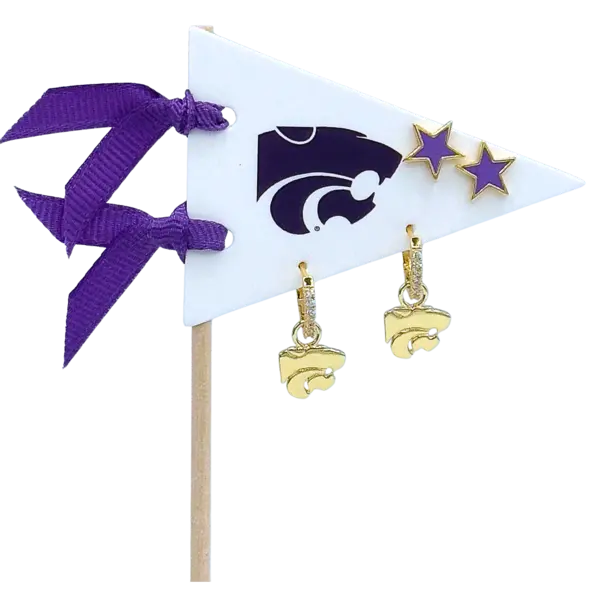 COLOR SHOUT Kansas State University Pennant Earring Set - Yellow Gold