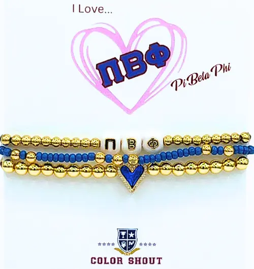 COLOR SHOUT Pi Beta Phi Bracelet Stack - Yellow Gold