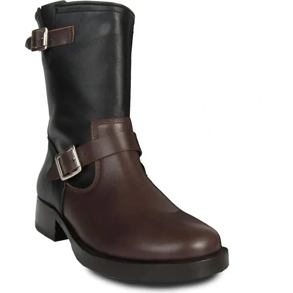 URBNKICKS Two-tone Leather Biker Boots