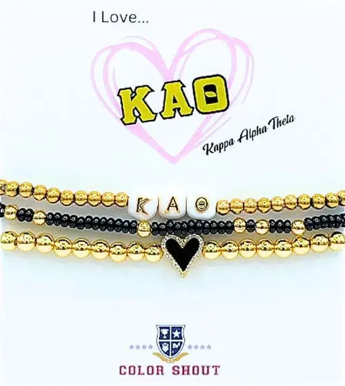 COLOR SHOUT Kappa Alpha Theta Bracelet Stack - Yellow Gold