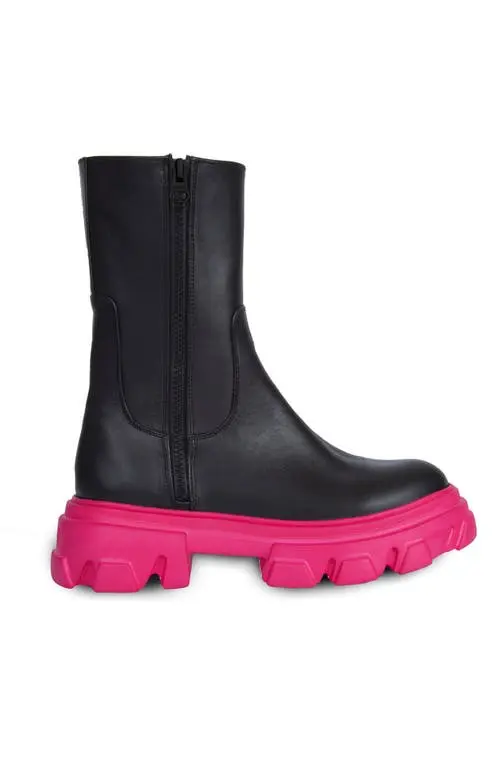 URBNKICKS Double Zipper Leather Boots - Black