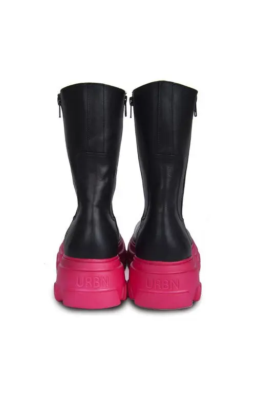 URBNKICKS Double Zipper Leather Boots - Black