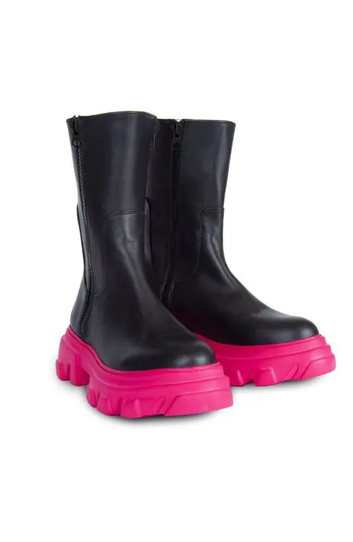 URBNKICKS Double Zipper Leather Boots - Black