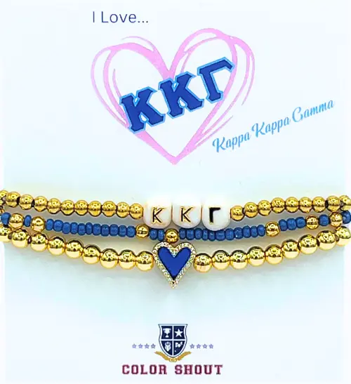 COLOR SHOUT Kappa Kappa Gamma Bracelet Stack - Yellow Gold