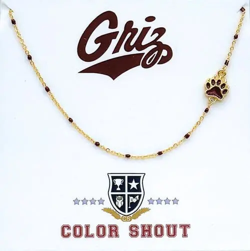 COLOR SHOUT University Of Montana Side Set Logo Necklace - Yellow Gold