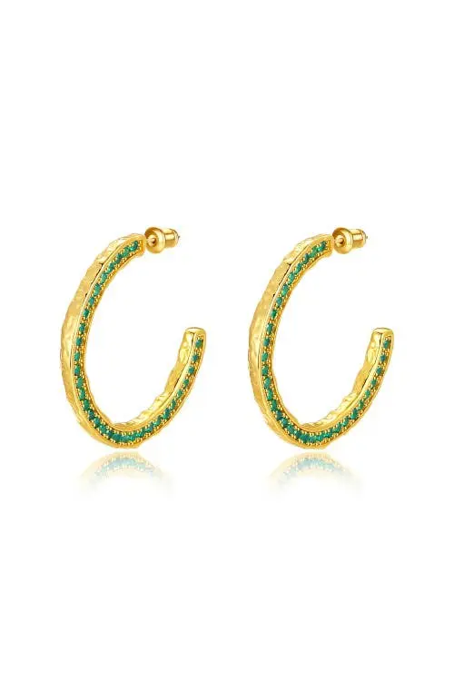 CLASSICHARMS Cubic Zirconia Molten C Hoop Earrings - Gold