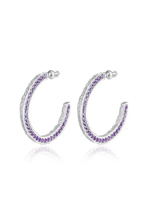 CLASSICHARMS Cubic Zirconia Molten C Hoop Earrings - Silver