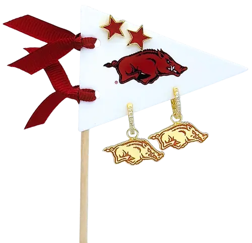 COLOR SHOUT University Of Arkansas Pennant Earring Set - Yellow Gold