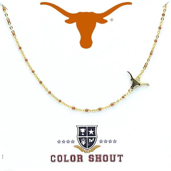 COLOR SHOUT University Of Texas Side Set Necklace - Yellow Gold