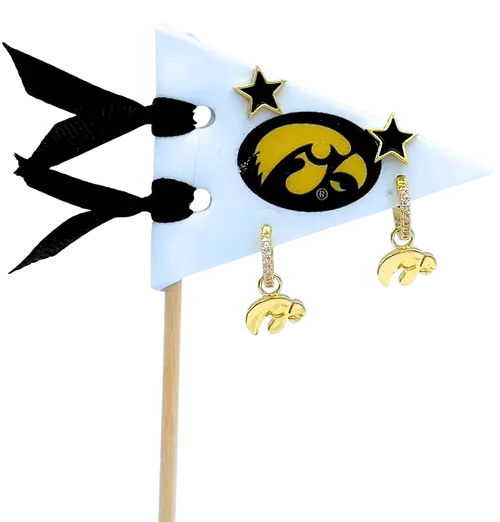 COLOR SHOUT University Of Iowa Pennant Earring Set - Yellow Gold