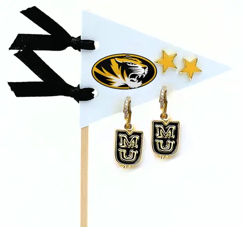 COLOR SHOUT University Of Missouri Pennant Earring Set - Yellow Gold