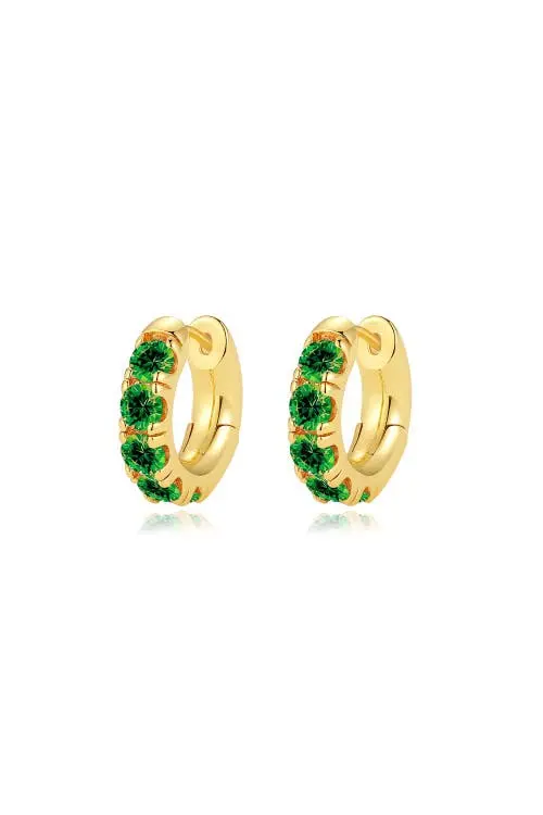 CLASSICHARMS Daniela Zirconia Huggie Hoop Earrings - Emerald Green