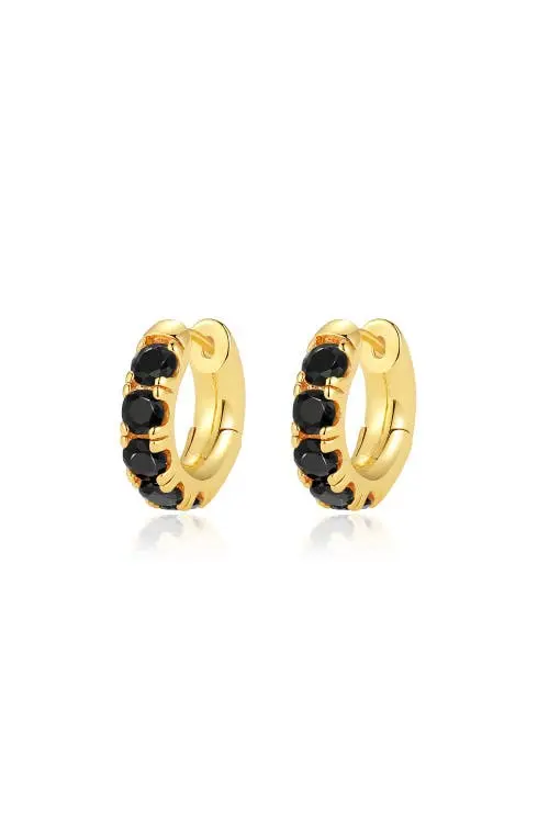 CLASSICHARMS Daniela Zirconia Huggie Hoop Earrings - Onyx Black